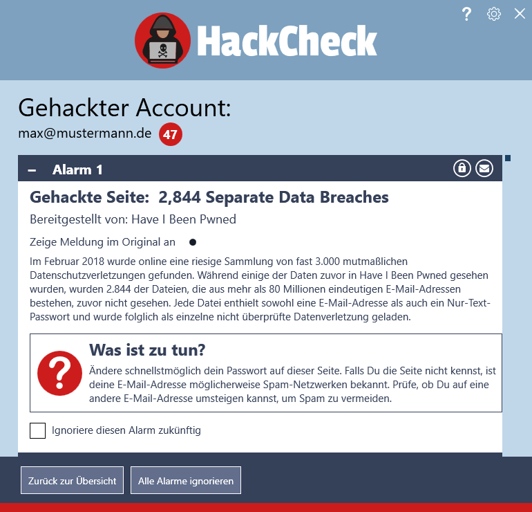 HackCheck: Emailadressen automatisch auf Hacks prüfen