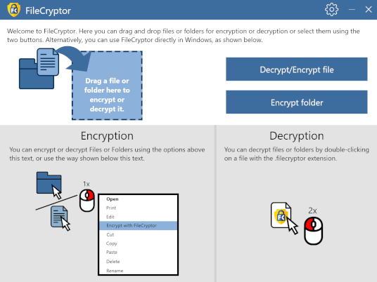 FileCryptor: Encrypt files and folders with one click