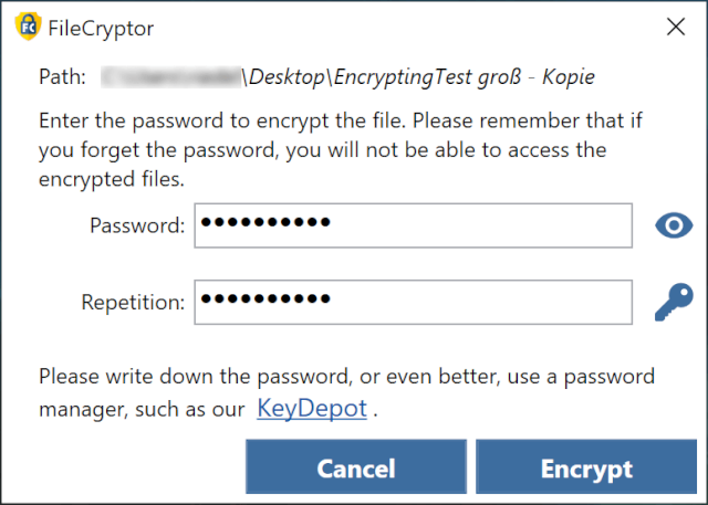 FileCryptor: Encrypt files and folders with one click