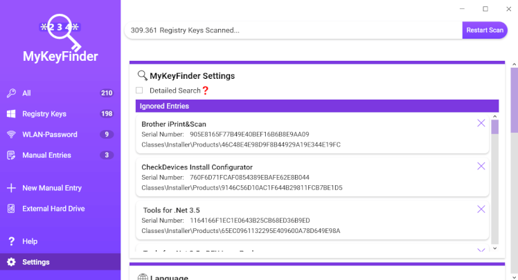 MyKeyFinder: Find, read, save and manage license keys