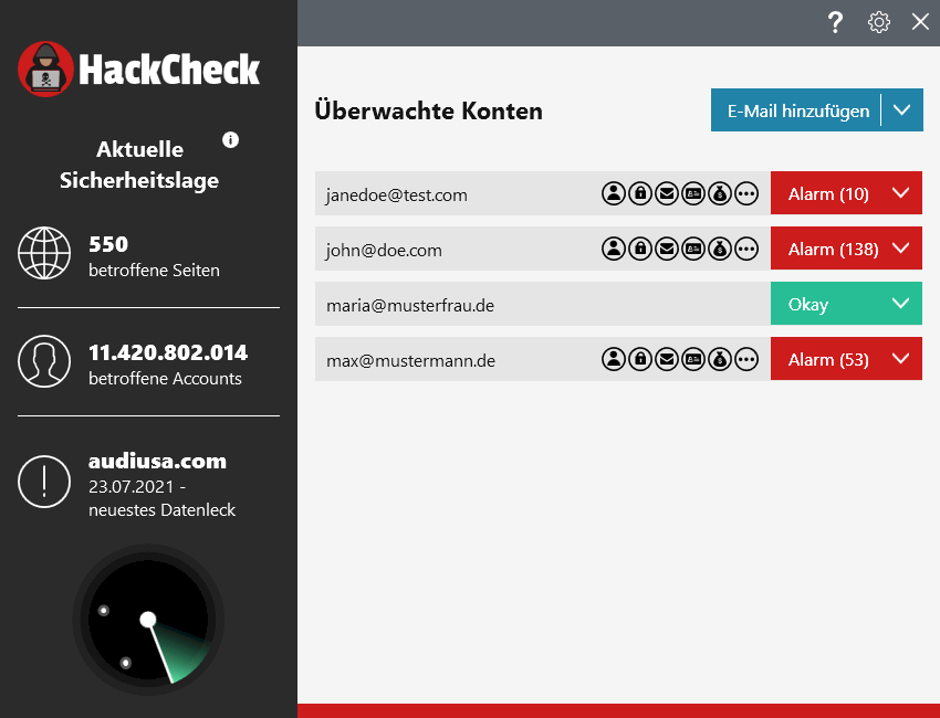 HackCheck: Emailadressen automatisch auf Hacks prüfen