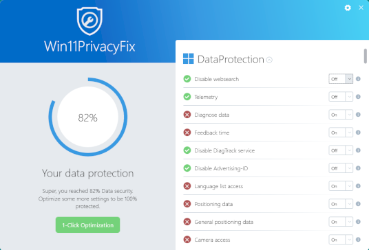 Win11PrivacyFix: Protect Windows 11 privacy through settings