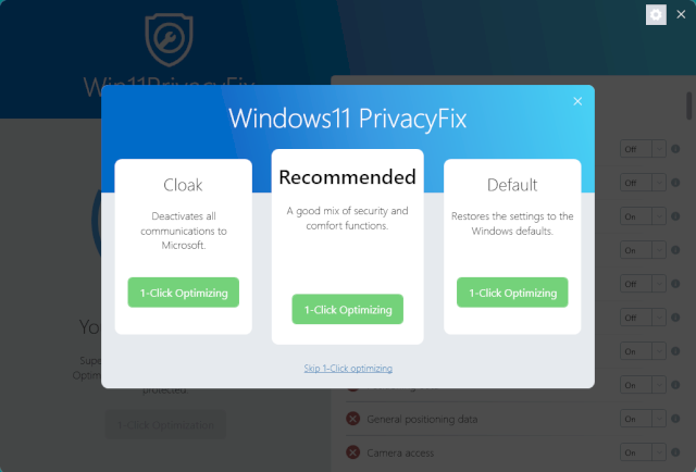 Win11PrivacyFix: Protect Windows 11 privacy through settings