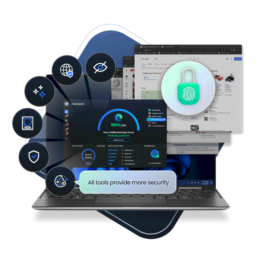 AntiBrowserSpy: Surf anonymously & incognito and delete internet traces