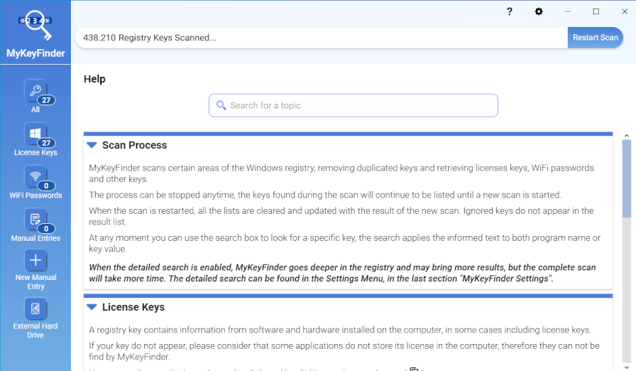 MyKeyFinder: Find, read, save and manage license keys