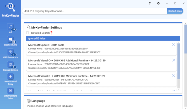 MyKeyFinder: Find, read, save and manage license keys